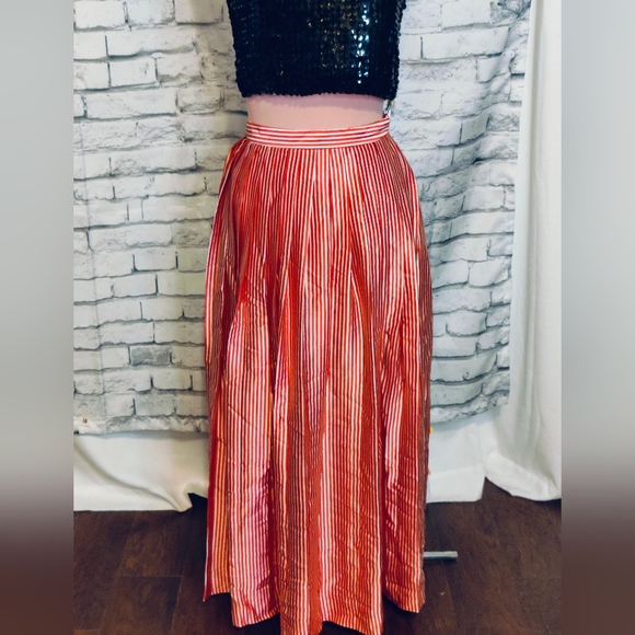 Vintage | Skirts | Holiday Candy Cane Stripe Silk Maxi Skirt Red White ...